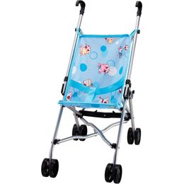 Puppenbuggy BAYER "bordeaux mit Einhorn", blau (blau mit k&uuml;hen), Puppenwagen, KinderB:27cm H:56cm T:47cm, B:27cm H:56cm T:47cm