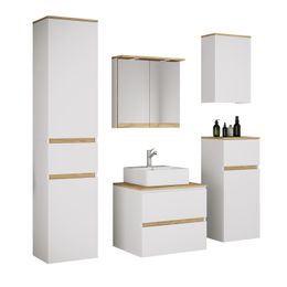 Waschtisch Vcm "6 tlg. Badm&ouml;bel-Set mit Waschbecken Cosila-A 60 cm", wei&szlig;, B:140cm T:51cm, Waschtische, Waschtisch