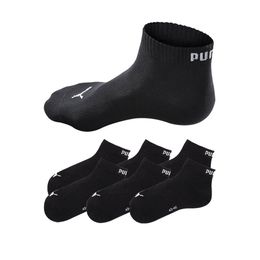 Kurzsocken Puma "Puma UNISEX QUARTER PLAIN 6P ECOM", Damen, Gr. 35-38, schwarz, Baumwolle, Baumwollmischung, Elasthan, Polyamid, bedruckt, unifarben, elastisch, Socken, mit Rippb&uuml;ndchen, Topseller
