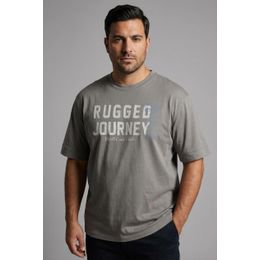 Rundhalsshirt MAN'S WORLD PLUS "auch in Grosse Gr&ouml;&szlig;en bis Gr. 7XL &Auml;rmel-Fit", Jungen, Gr. XL (56/58), grau, Single Jersey, Obermaterial: 100% Baumwolle, bedruckt, regular fit normal, Rundhals, Rippb&uuml;ndchen, Shirts Rundhalsshirt, Regular Fit, Kurzarm, mit Print, bedruckt, aus Single Jersey
