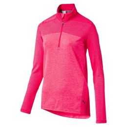 Puma - Fleece-Oberteil f&uuml;r Damen, mit kurzem Rei&szlig;verschluss, Emblem (Pink)
