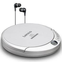 Lenco CD-201SI - Tragbarer CD-Player mit Anti-Schock - H&ouml;rbuchfunktion - Akku-Aufladefunktion - Silber