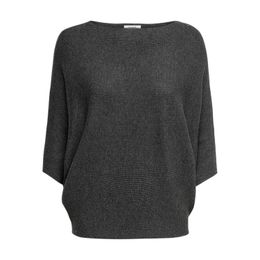 Only - Pullover Top f&uuml;r Damen, Rundhalsausschnitt, Kastig, Angeschnitten (Dunkelgraue Melange)