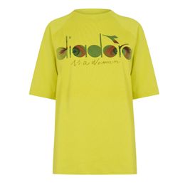 Diadora - T-Shirt f&uuml;r Damen, Rundhalsausschnitt, Raglan&auml;rmel (Gelb)
