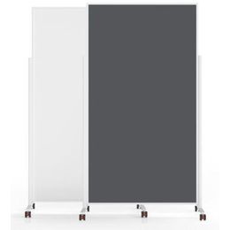 MAGNETOPLAN mobile Moderationstafel VarioPin White, Hoch-/Querformat, 2-seitig nutzbar, magnethaftend, B 1000 x H 1800 mm, Stahl/Filz/Alu, wei&szlig;/grau/wei&szlig;