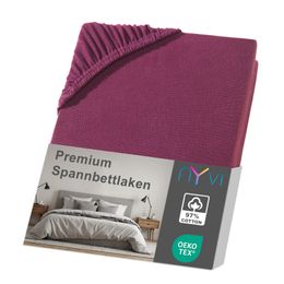 NYVI Spannbettlaken DreamScience Premium - Komfort Spannbetttuch, 190g/m&sup2;, Einlaufschutz, B&uuml;gelfrei, mit Gummizug Farbe:bordeaux;Gr&ouml;&szlig;e:180 - 200x220 + 40 cm Boxspringbett
