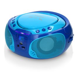 Lenco SCD-650BU - Tragbares FM-Radio mit CD/MP3-Player - USB-Anschlu&szlig; - Karaoke - Mikrofon - Lichteffekte - Blau