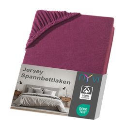 NYVI Jersey Spannbettlaken DreamScience f&uuml;r Matratzen bis 22 cm H&ouml;he - Weich & Anschmiegsam, Rundumgummizug, B&uuml;gelfrei Farbe:bordeaux;Gr&ouml;&szlig;e:180x200 - 200x200 cm