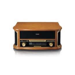 Lenco Holz-Retro-Plattenspieler mit Bluetooth&reg; AM/FM-Radio USB-Codierung CD-Player Kassettenspieler und eingebauten Lautsprechern