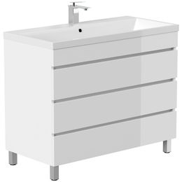 Posseik Stand Badm&ouml;bel Fellini 100 SoftClose eiche gold mit drei grifflosen Schubladen