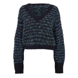 BOSS - Pullover Top f&uuml;r Damen, Metallischer Thread, Regul&auml;r, Lang&auml;rmlig (Schwarz Mischung)