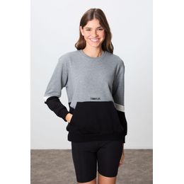 &Uuml;bergro&szlig;es, farbblockiertes Sweatshirt mit Rundhalsausschnitt