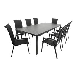 DEGAMO Garnitur LAGOS XL 9-teilig, Alu + Kunstgewebe schwarz