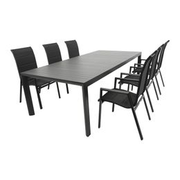 DEGAMO Garnitur LAGOS XL 7-teilig, Alu + Kunstgewebe schwarz