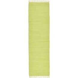 Teppich Theko "Happy Cotton Fleckerl, handgewebt" Gr. 12, gr&uuml;n, B:70cm H:5mm L:250cm, Baumwolle, Teppiche, Teppich, Flachgewebe, reine Baumwolle, meliert, mit Fransen, auch als L&auml;ufer
