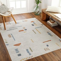 Teppich LIVABLISS "KITTILA", grau, B:200cm H:5mm L:275cm, Kunstfaser, Teppiche, Teppich, Maschinenwaschbar, Boho Kurzflor Wohnzimmerteppich, Schlafzimmer