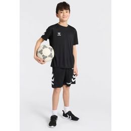 T-Shirt & Shorts Hummel "HMLLOGO SET KIDS", M&auml;dchen, Gr. 164, schwarz, Jersey, Obermaterial: 100% Polyester, KOB Set-Artikel, mit elastischem Bund, aus Polyester, pflegeleicht, sportlicher Stil