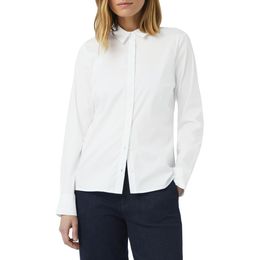 Hemdbluse comma, Damen, Gr. 36, wei&szlig;, Web, Obermaterial: 71% Baumwolle, 25% Polyamid, 4% Elasthan, unifarben, regular fit taillenbedeckt, Manschette, Blusen Hemdbluse, mit Hemdkragen