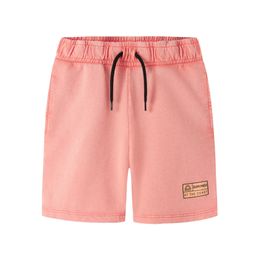 Sweatshorts name it "NKMFANDEL SWEAT SHORTS UNB NOOS", M&auml;dchen, Gr. 128, N-Gr, rosa (peach echo), Sweatware, Obermaterial: 100% Baumwolle, unifarben, kurz, Hosen Sweatshorts, Baumwolle, elastisches und verstellbares B&uuml;ndchen, mit Aufdruck