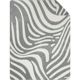 Wohndecke Ibena "Wohndecke s.Oliver", grau, B:150cm L:200cm, Baumwolle, Polyacryl, Polyester, Wohndecken, Wohndecke, mit stilisiertem Zebramuster