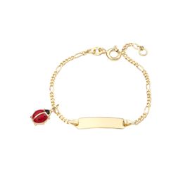 Goldarmband Amor "Marienk&auml;fer", gold (gelbgoldfarben, schwarz, rot), Armb&auml;nder, M&auml;dchen, 14cm, Gelbgold 375, Goldarmband, Made in Germany, mit Emaille