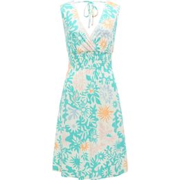 Sommerkleid Ragwear "Aini Print", Damen, Gr. XL (42), Normalgr&ouml;&szlig;en, hellt&uuml;rkis, Material: 95% Viskose, 5% Elasthan, figurumspielend ca. Mitte Oberschenkel, V-Ausschnitt, &Auml;rmel ohne &Auml;rmelschlitz, Kleider Sommerkleid, Leichtes gemustertes Damen Kleid