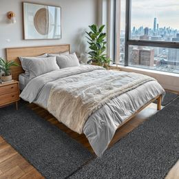Hochflor-Teppich OTTO HOME "Banji", grau, B:80cm H:37mm L:250cm, Polypropylen (PP), Teppiche, Uni Farben, weich und flauschig, auch als L&auml;ufer & in rund erh&auml;ltlich
