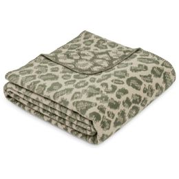 Wohndecke s.Oliver "Wohndecke s.Oliver", gr&uuml;n (khaki, oliv), B:150cm L:200cm, Baumwolle, Polyacryl, Polyester, Wohndecken, Wohndecke, mit angesagtem Leomuster