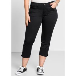 7/8-Hose sheego, Damen, Gr. 40, Normalgr&ouml;&szlig;en, schwarz, 97% Baumwolle, 3% Elasthan, unifarben, Hosen 7/8-Hose