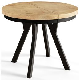 RUNDER Esstisch ausziehbar &ndash; Moderner Wohnzimmertisch und K&uuml;chentisch &ndash; Tisch mit Stabile Konstruktion, Durchmesser 80 cm - 130 cm - Farbe Lancelot