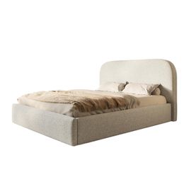 BETT 120x200 - Polsterbett mit Bettkasten und Holzrahmen - Modern Betten - Eleganter Puente-Stoff - Kollektion Verona - Beige