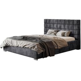 POLSTERBETT Porto mit Kopfteil, 140x200 cm, Doppelbett mit Bettkasten und Lattenrost aus Holz, Velourstoff Rosa
