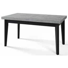 RECHTECKIGER Esszimmertisch SKANDI, ausziehbarer Tisch, Gr&ouml;&szlig;e: 120-160X80X78 cm, Wohnzimmertisch Farbe: ATELIER, mit Holzbeinen in Farbe Schwarz