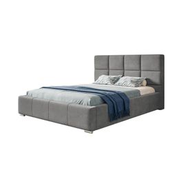 POLSTERBETT Rom, 180x200 cm, mit Bettkasten und Lattenrost aus Holz, Velourstoff, Farbe: Grau
