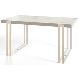 RECHTECKIGER Esszimmertisch ROSA, ausziehbarer Tisch, Gr&ouml;&szlig;e: 160-260X90X77 cm, Wohnzimmertisch Farbe: MARMUR, mit Metallbeinen in Farbe Wei&szlig;