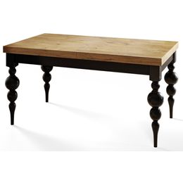 RECHTECKIGER Esszimmertisch LENA, ausziehbarer Tisch, Gr&ouml;&szlig;e: 120-160X80X78,5 cm, Wohnzimmertisch Farbe: LANCELOT, mit Tischbeinen in Farbe Schwarz