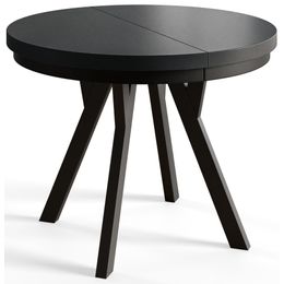 RUNDER Esstisch ausziehbar &ndash; Moderner Wohnzimmertisch und K&uuml;chentisch &ndash; Tisch mit Stabile Konstruktion, Durchmesser 100 cm - 200 cm - Farbe Schwarz