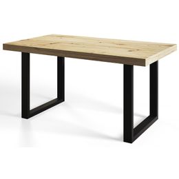 ESSZIMMERTISCH LOFT-U 200X100X77 cm, Farbe: ARTISAN, mit Metallbeinen in Farbe Schwarz