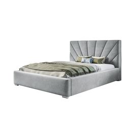 POLSTERBETT Denver, 140x200 cm, mit Bettkasten und Lattenrost aus Holz, Velourstoff, Farbe: Grau