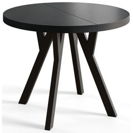 RUNDER Esstisch ausziehbar &ndash; Moderner Wohnzimmertisch und K&uuml;chentisch &ndash; Tisch mit Stabile Konstruktion, Durchmesser 90 cm - 190 cm - Farbe Schwarz