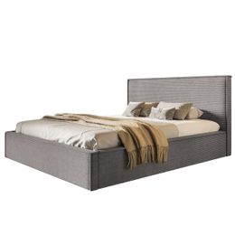 BETT 120x200 - Polsterbett mit Bettkasten und Holzrahmen - Modern Betten - Hochwertiger Poso-Stoff - Kollektion Milano - Grau