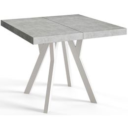 QUADRATISCHER Esstisch ausziehbar &ndash; Moderner Wohnzimmertisch und K&uuml;chentisch &ndash; Tisch mit Holzbeinen, Durchmesser 90 cm - 190 cm - Farbe Graphit