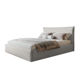 BETT 160x200 - Polsterbett mit Bettkasten und Holzrahmen - Modern Betten - Eleganter Puente-Stoff - Kollektion Rimini - Grau