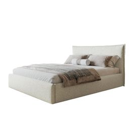 BETT 120x200 - Polsterbett mit Bettkasten und Holzrahmen - Modern Betten - Eleganter Puente-Stoff - Kollektion Rimini - Beige