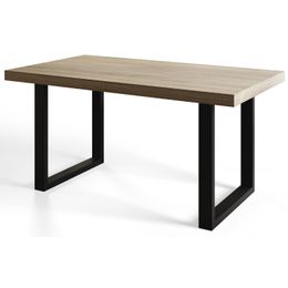 ESSZIMMERTISCH LOFT-U 160X90X77 cm, Farbe: SONOMA, mit Metallbeinen in Farbe Schwarz