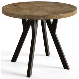 RUNDER Esstisch ausziehbar &ndash; Moderner Wohnzimmertisch und K&uuml;chentisch &ndash; Tisch mit Stabile Konstruktion, Durchmesser 110 cm - 210 cm - Farbe Lefkas