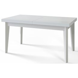 RECHTECKIGER Esszimmertisch SKANDI, ausziehbarer Tisch, Gr&ouml;&szlig;e: 160-210X90X78 cm, Wohnzimmertisch Farbe: Wei&szlig;, mit Holzbeinen in Farbe Wei&szlig;