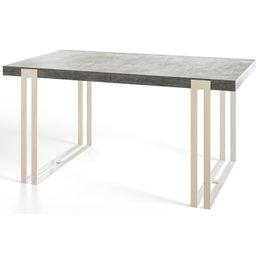 RECHTECKIGER Esszimmertisch ROSA, ausziehbarer Tisch, Gr&ouml;&szlig;e: 180-280X90X77 cm, Wohnzimmertisch Farbe: Hellgrau, mit Metallbeinen in Farbe Wei&szlig;
