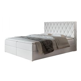 BOXBETT BOSTON mit 2 Bettk&auml;sten, 140x200, Farbe: Wei&szlig;, Kunstleder, Doppelbett mit Bonell-Matratze
