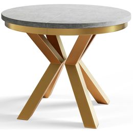 ESSZIMMERTISCH LOFT, ausziehbarer Tisch 120 cm/200 cm, Farbe: Grau, mit Metallbeinen in Farbe Gold